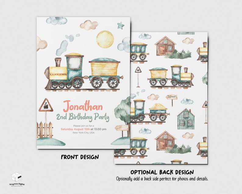 Train Birthday Party Invitation Template for Kids, Editable Birthday ...