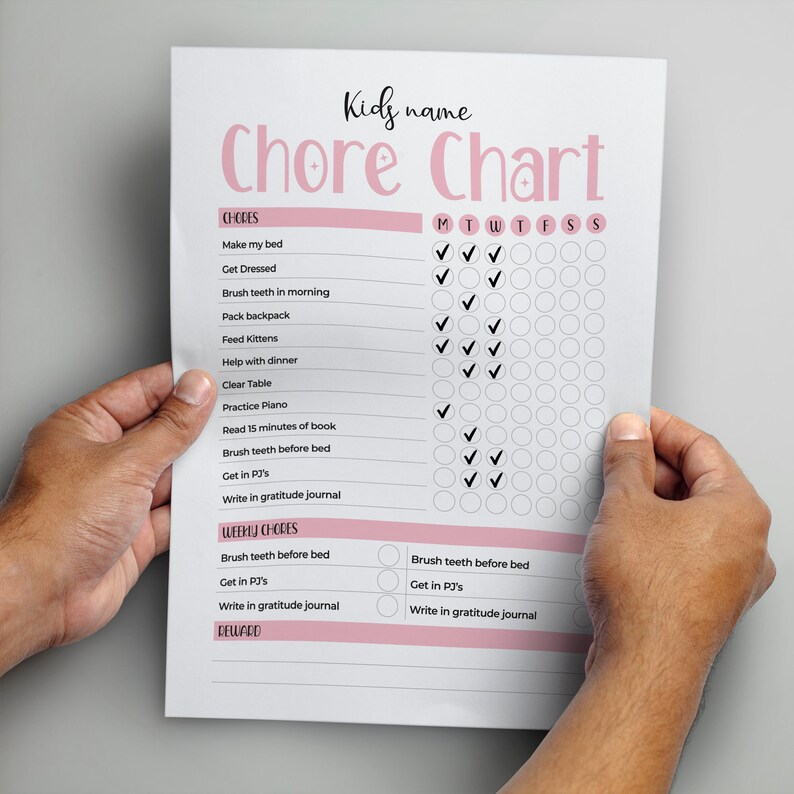 Editable Chore Chart for Multiple Kids, Printable, Digital, Daily ...