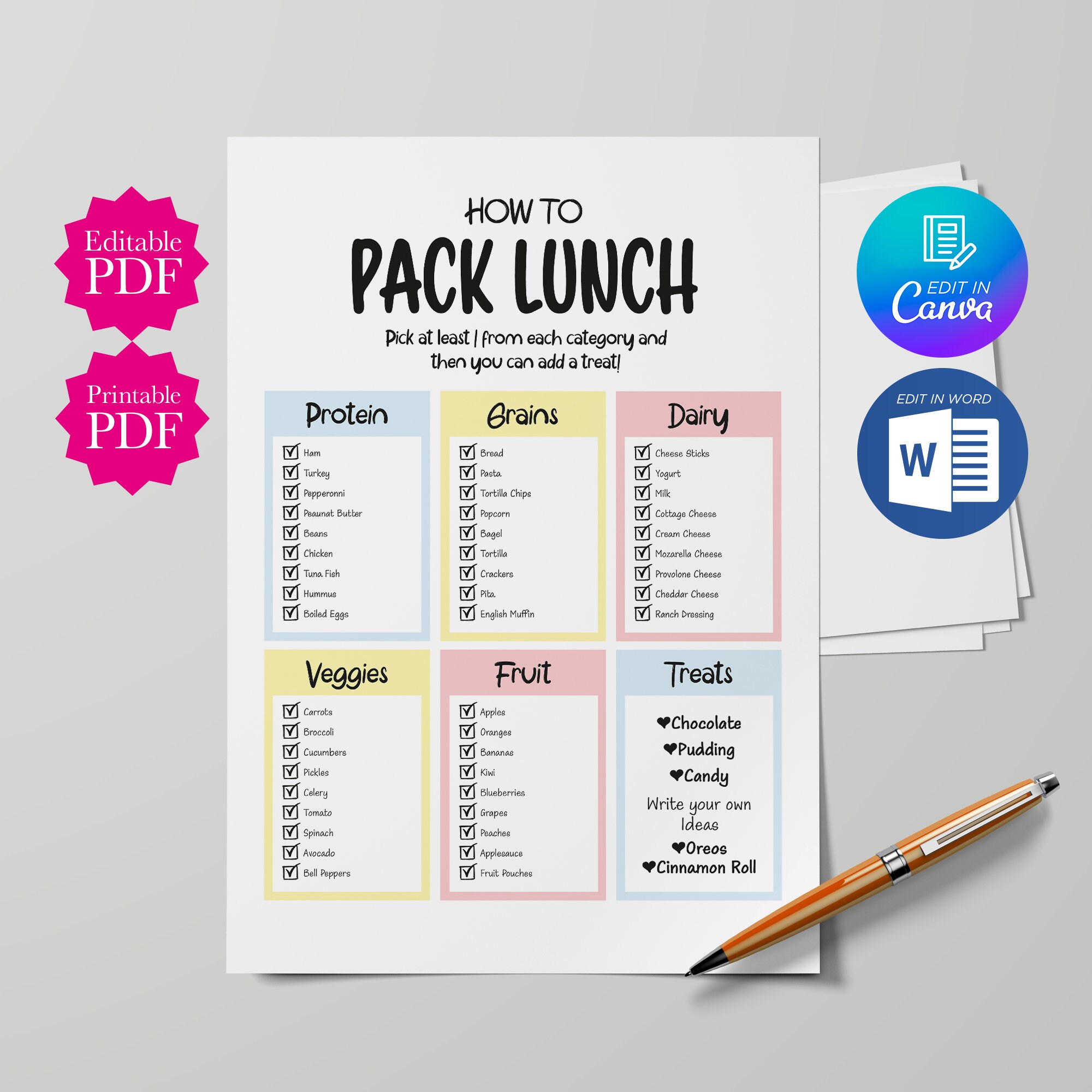 Behavior Chart for Kids, Pack Lunch Editable, Summer Rules Printable ...