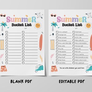 Summer Bucket List for Kids, Chart for Kids Editable, Summer Rules ...