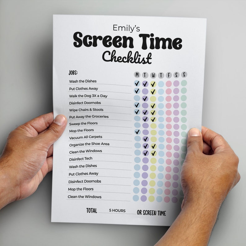 Editable Screen Time Chart Checklist, Daily Screen Time Schedule ...