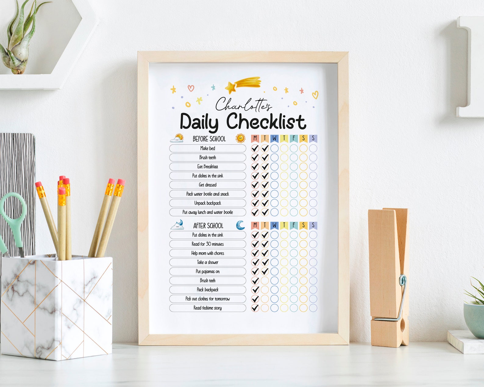 Editable Daily Checklist, Daily Planner for Kids, Responsibility Chart ...