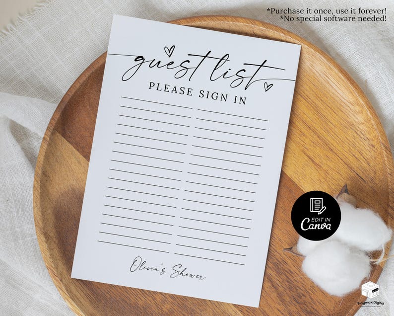 Guest List Baby Shower, Guest List Please Sign In, Gender Neutral Baby ...