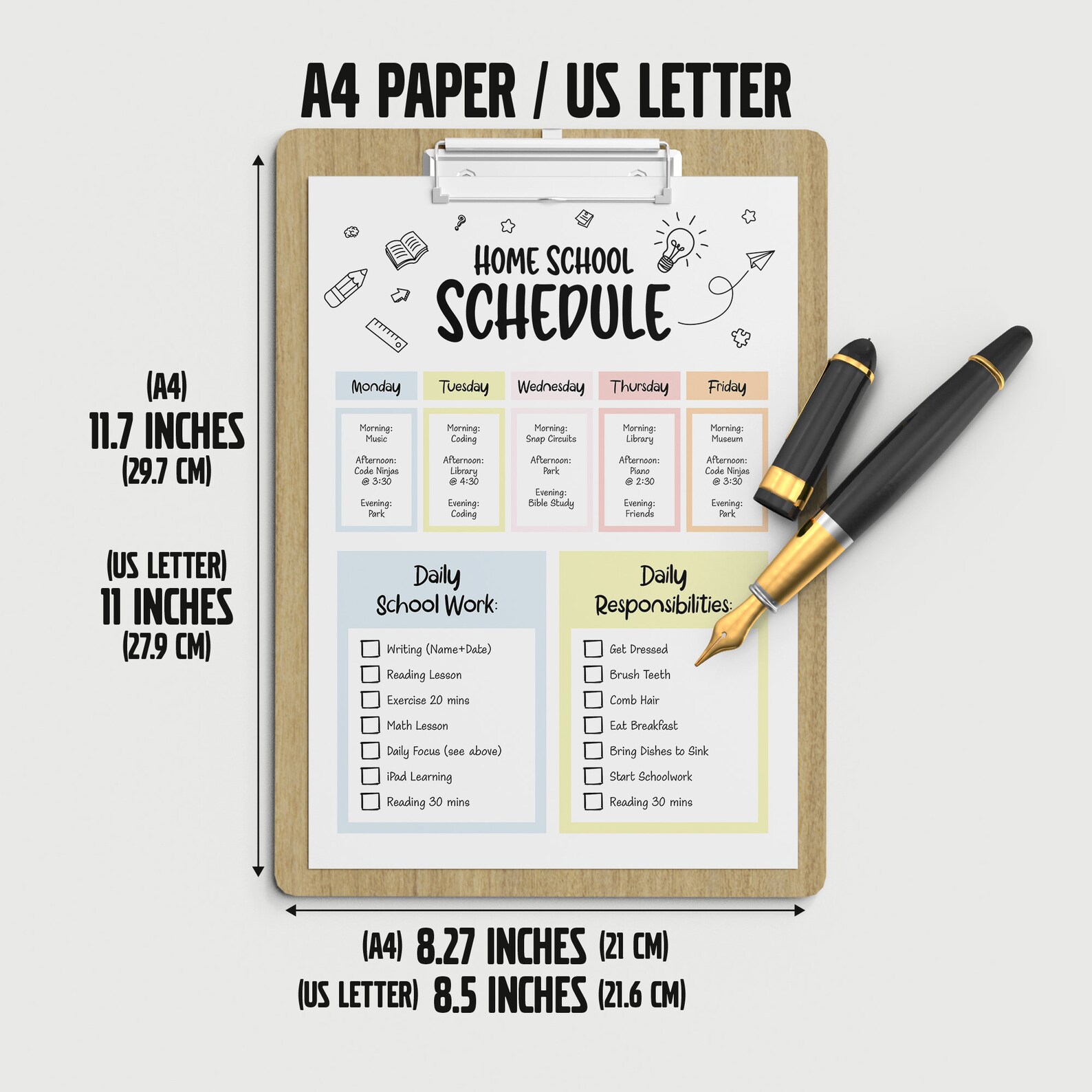 Homeschool Schedule, Chart for Kids Editable, Printable Daily Planner ...