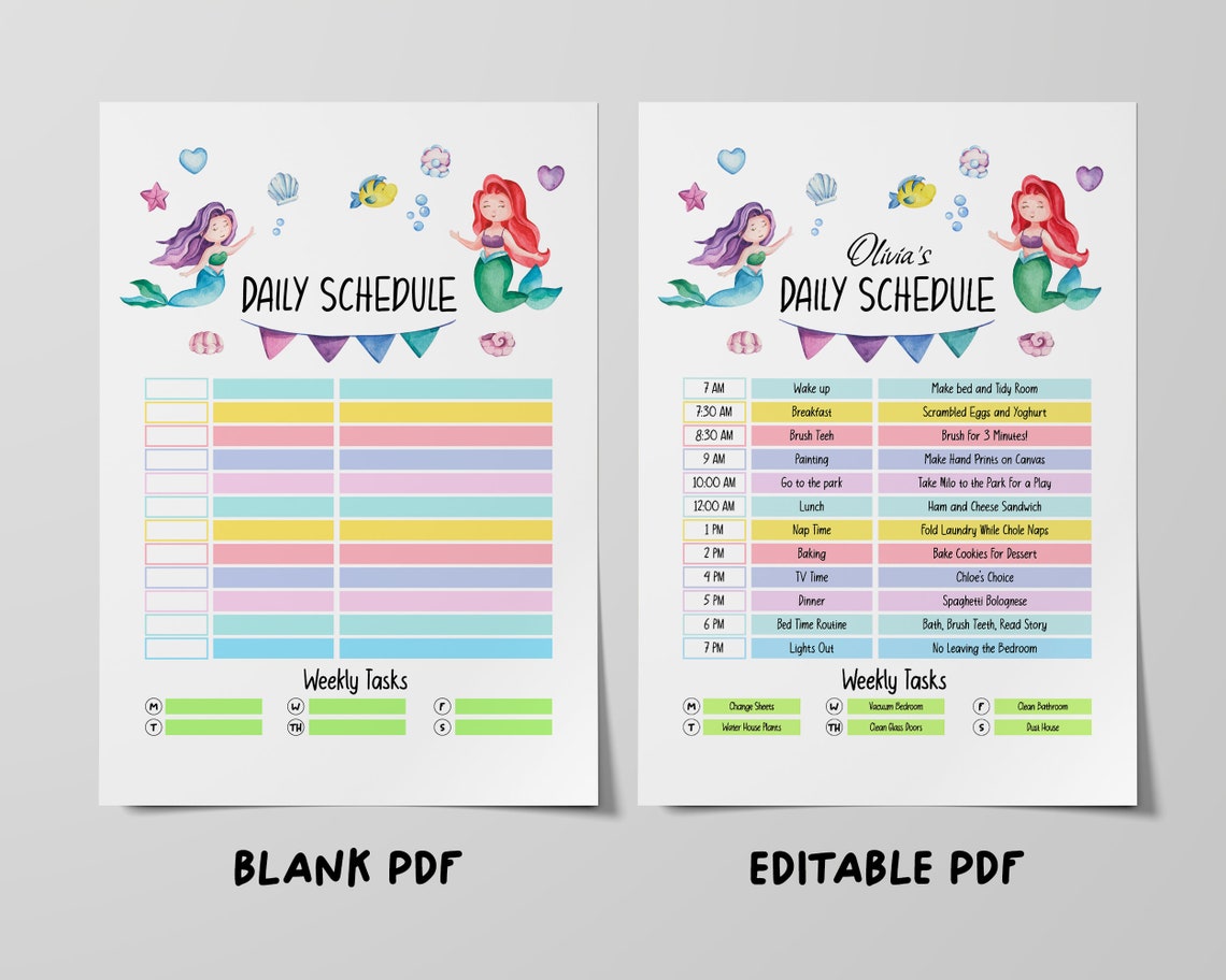 Editable Daily Schedule for Kids, Printable Daily Planner for Kids ...