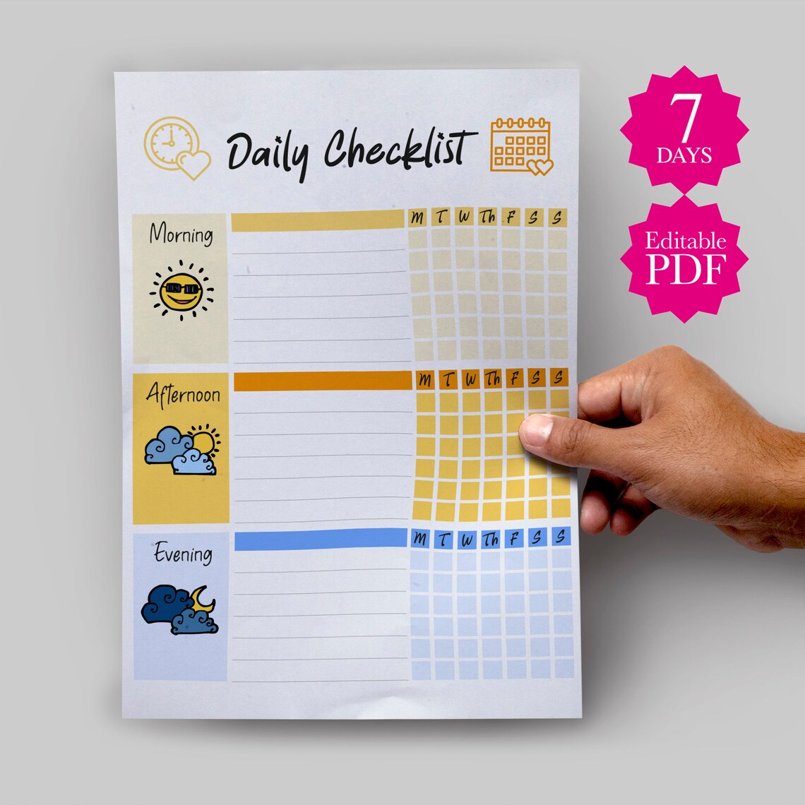 Editable Daily Checklist for Kids, Editable Chore Chart, Daily Schedule ...