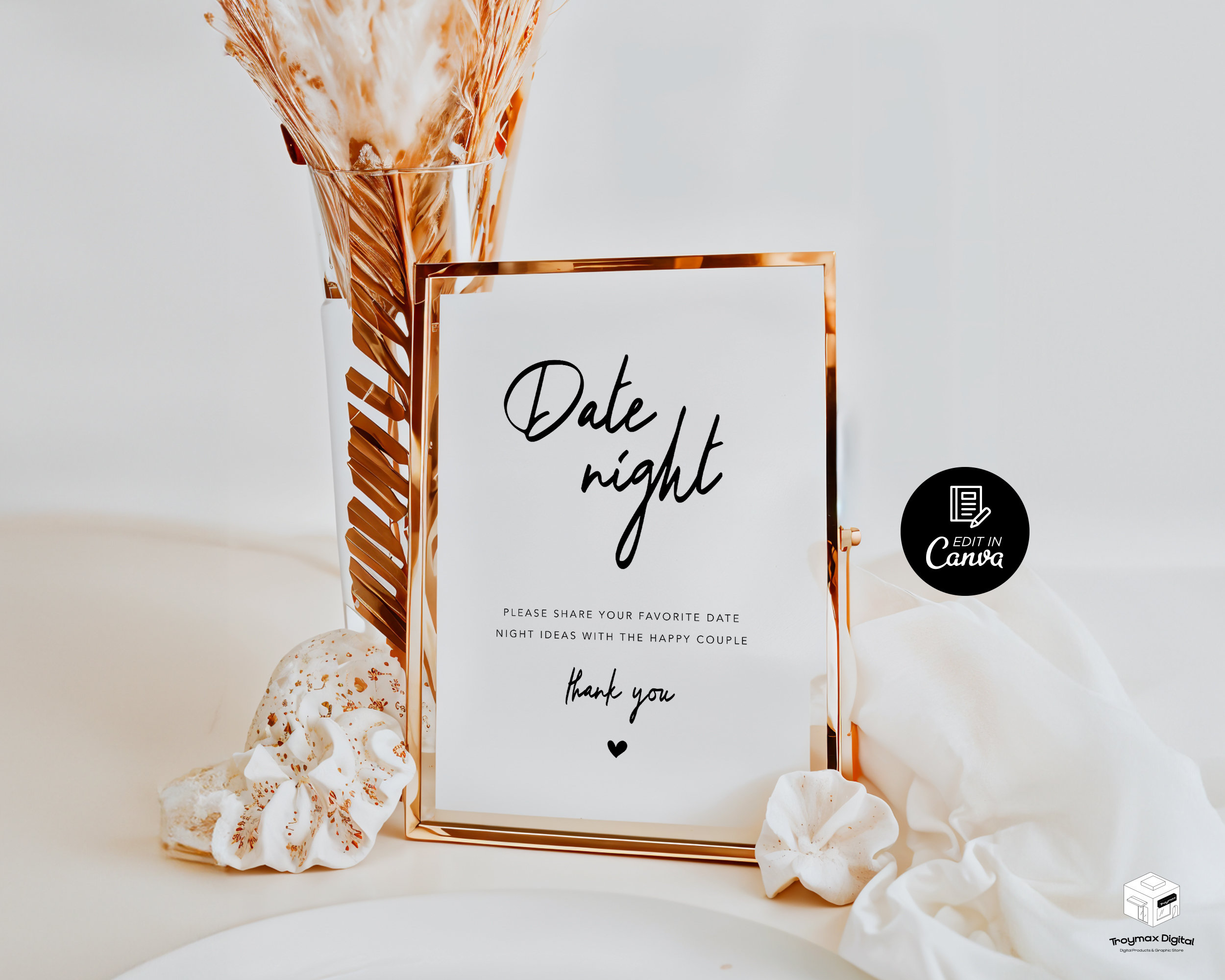 Wedding Date Night Ideas Sign Template, Date Night Ideas Sign, Bridal ...
