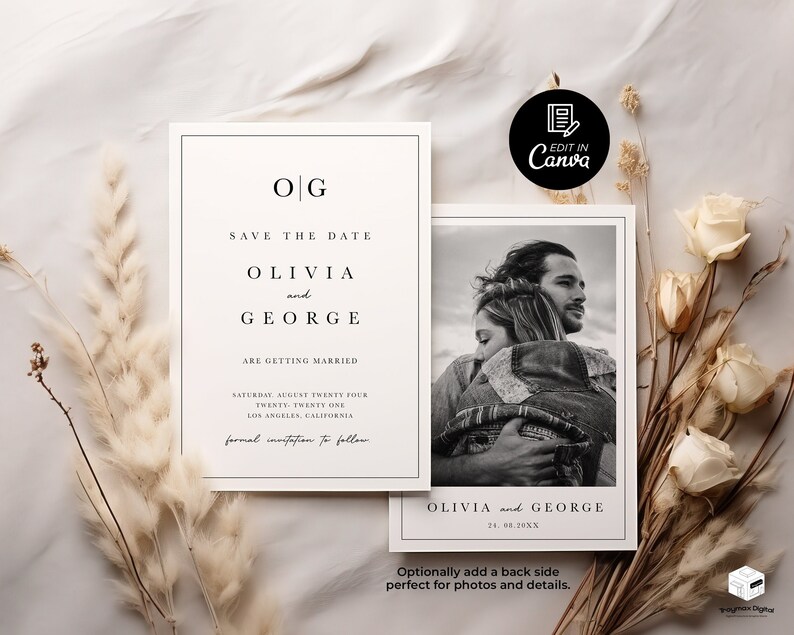 Boho Style Photo Save the Date Template, Wedding Save the Date With ...