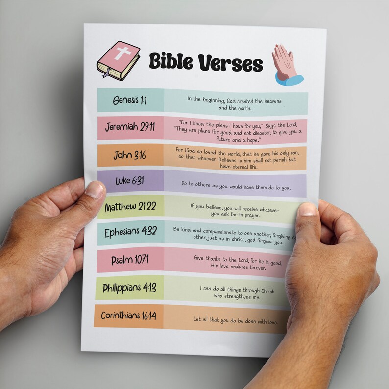 Bible Verses Chart for Kids Kids Bible Verses Schedule Idea - Etsy