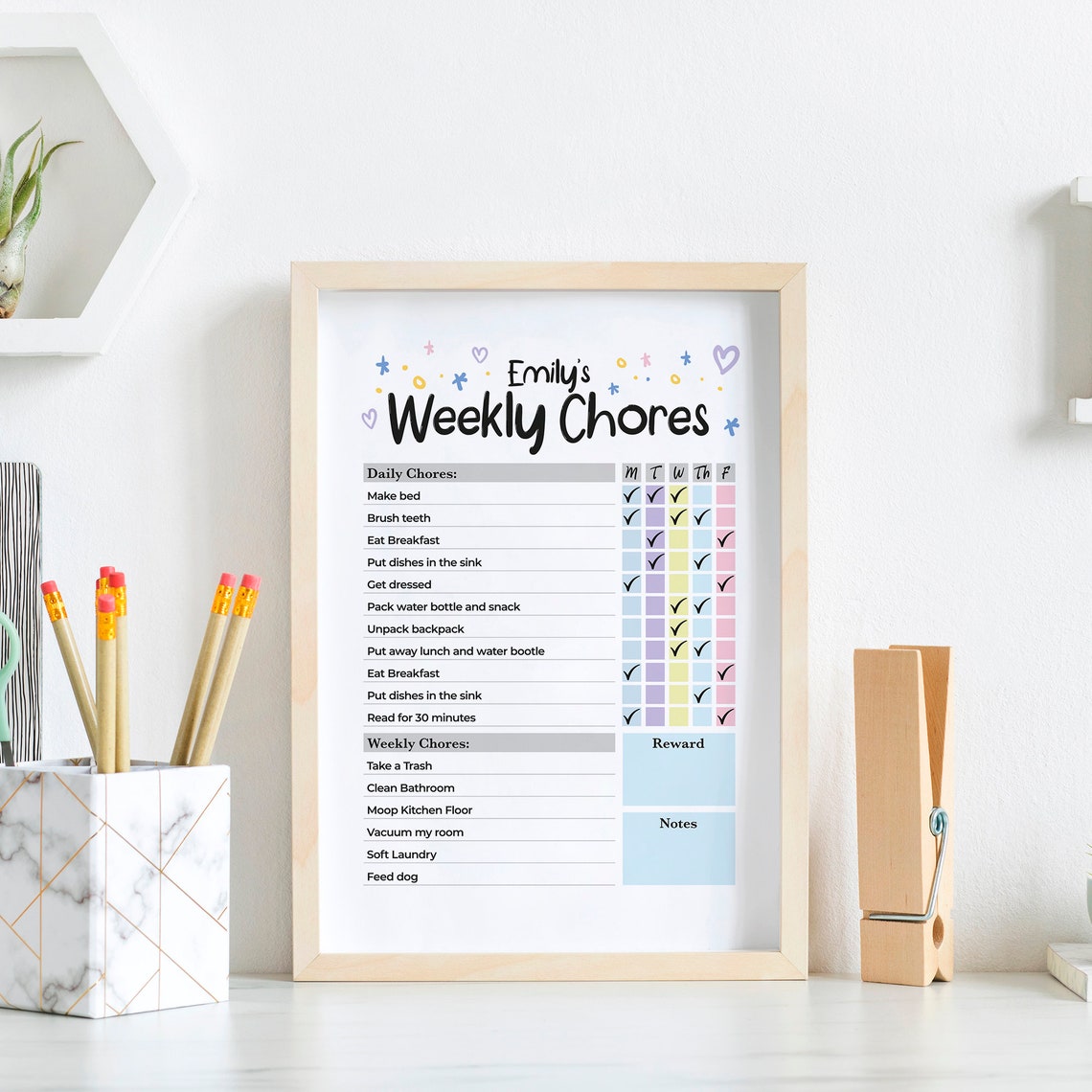 Weekly Chores for Kids Editable Weekly of My Actions Chores - Etsy