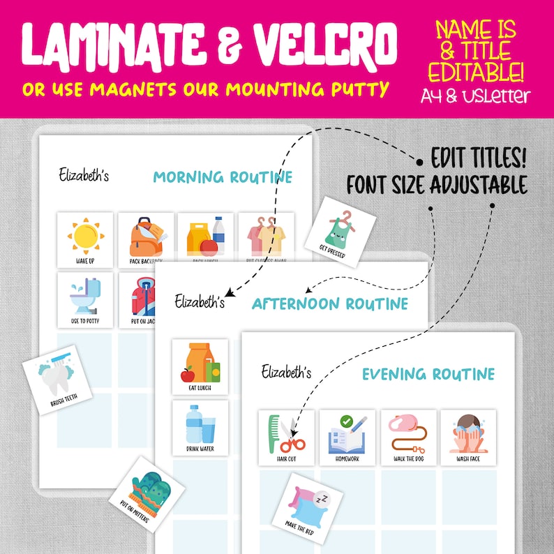 Editable Daily Routine Cards for Kids, Montessori Card for Kids, Daily ...