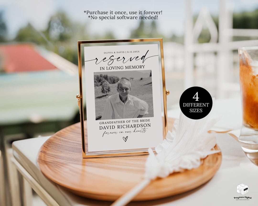 Reserved in Loving Memory Sign Template, Reserved Seat Sign Loving ...