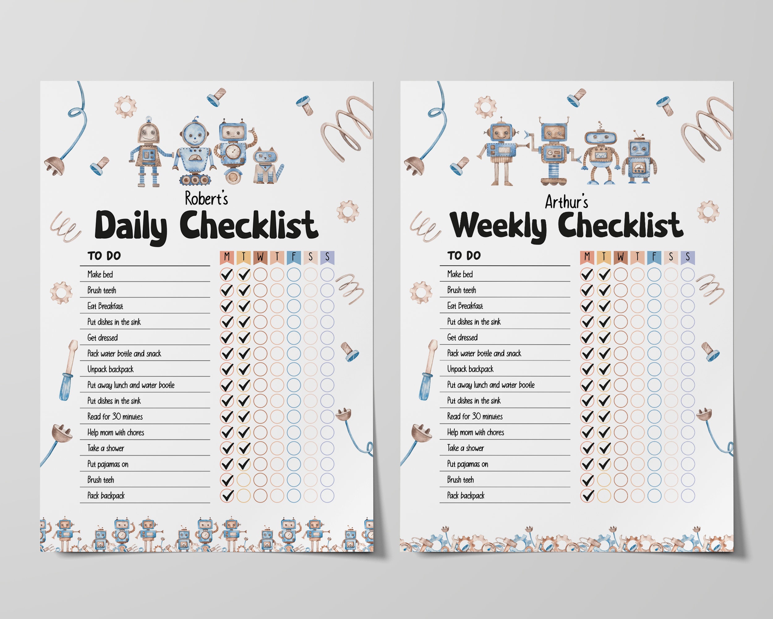 Printable Checklist for Kids, Daily Planner for Kids, Weekly Checklist ...