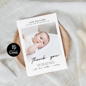 Newborn Thank You Card, Baby Thank You Card, Photo Thank You Card for ...