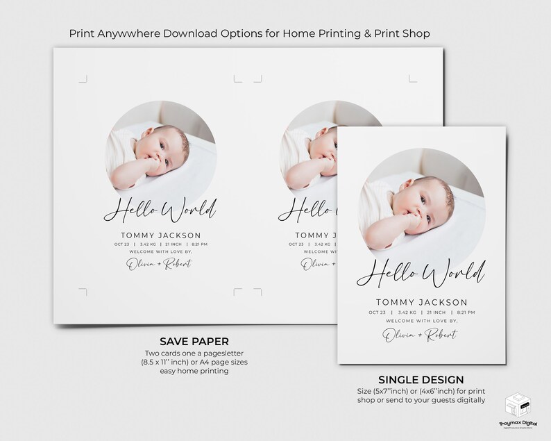 Printable Birth Stats Card, Baby Announcement Parents Postcard, Welcome ...