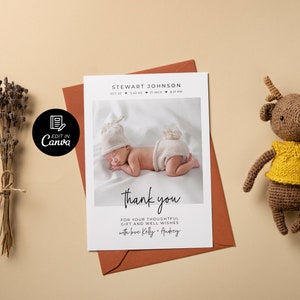 Baby Birth Thank You With Photo Card, Baby Picture Thank You Card ...