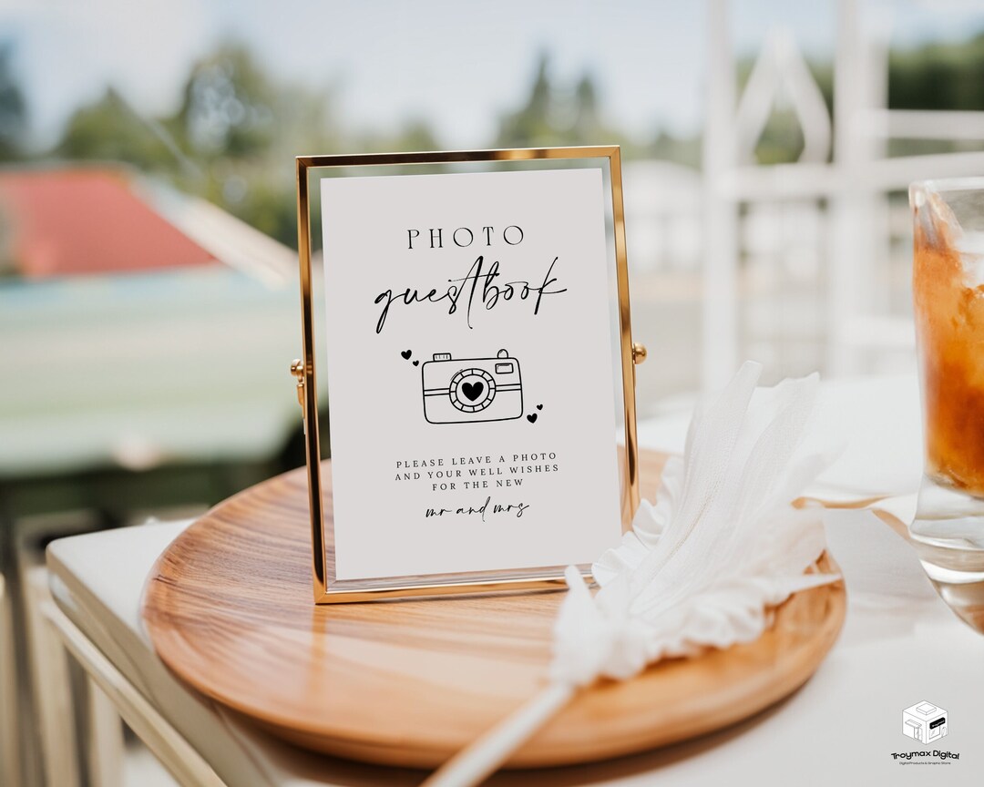 Wedding Guestbook, Printable Photo Guestbook Sign, Instant Camera Photo ...