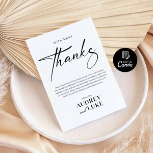 Simple Wedding Thank You Card, Calligraphy Wedding Thank You Card ...