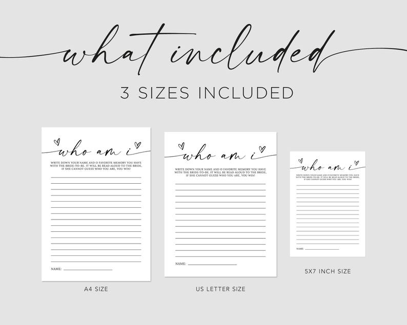 Who Am I Bridal Shower Game, Printable Favorite Memory With the Bride ...