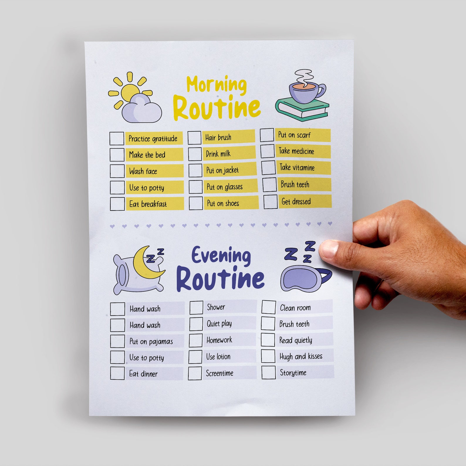 Daily Checklist for Kids, Printable Daily Planner for Kids, Daily ...