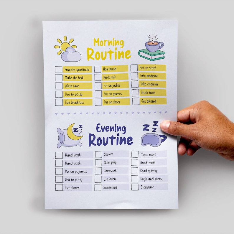 Daily Routine Chart for Kids Toddler Morning Bedtime Routine - Etsy