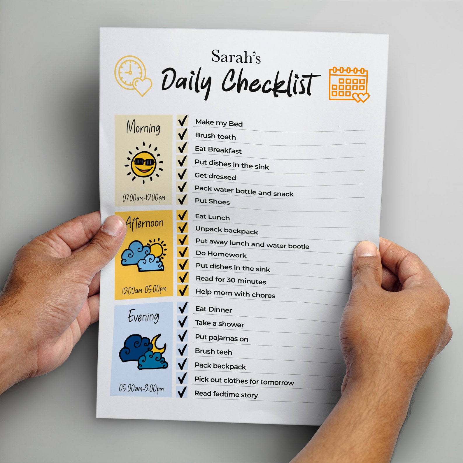 Daily Checklist for Kids, Daily Routine Chart, Home School Planner ...