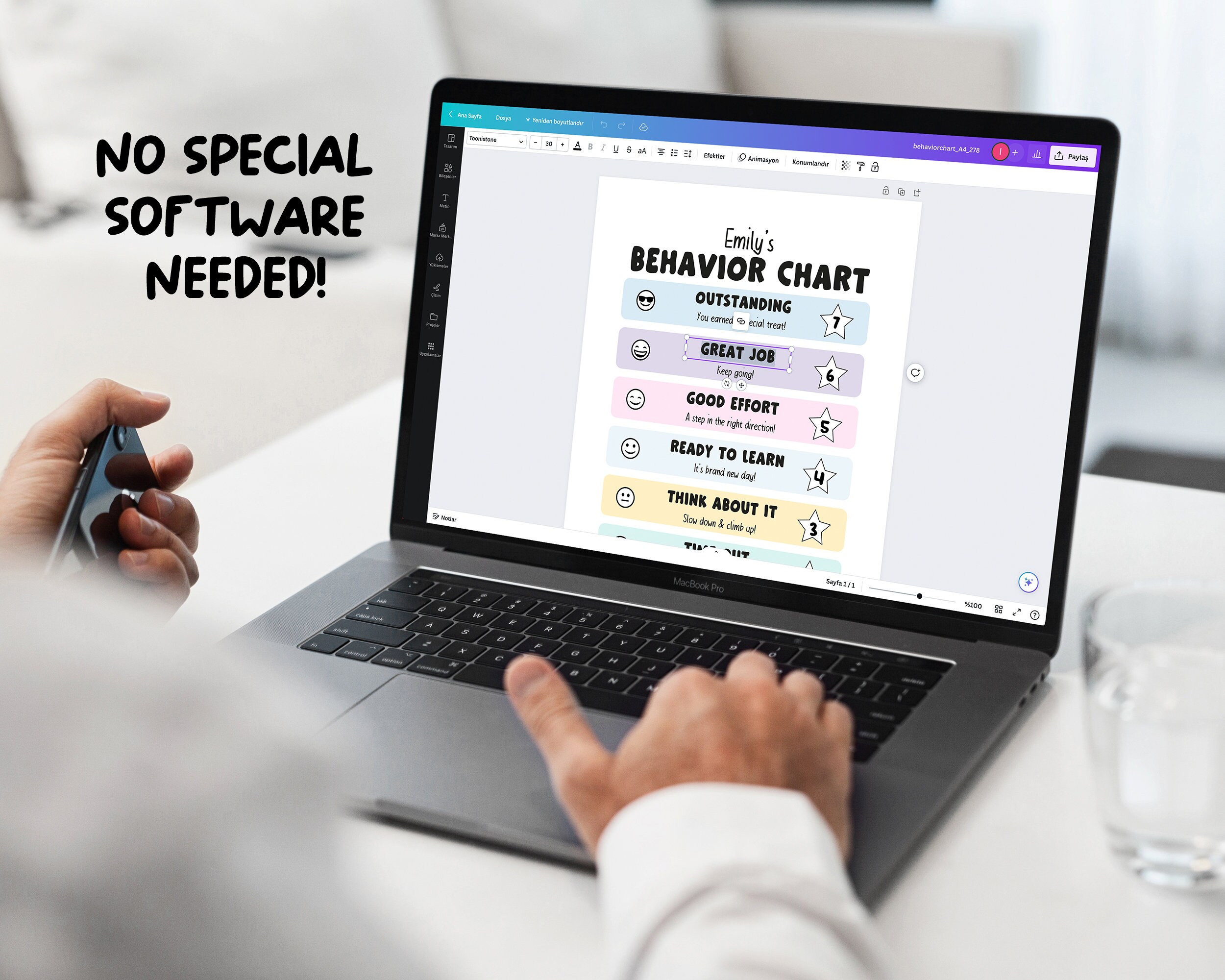 Behavior Reward Chart for Kids, Editable Daily Behavior Checklist, Good ...