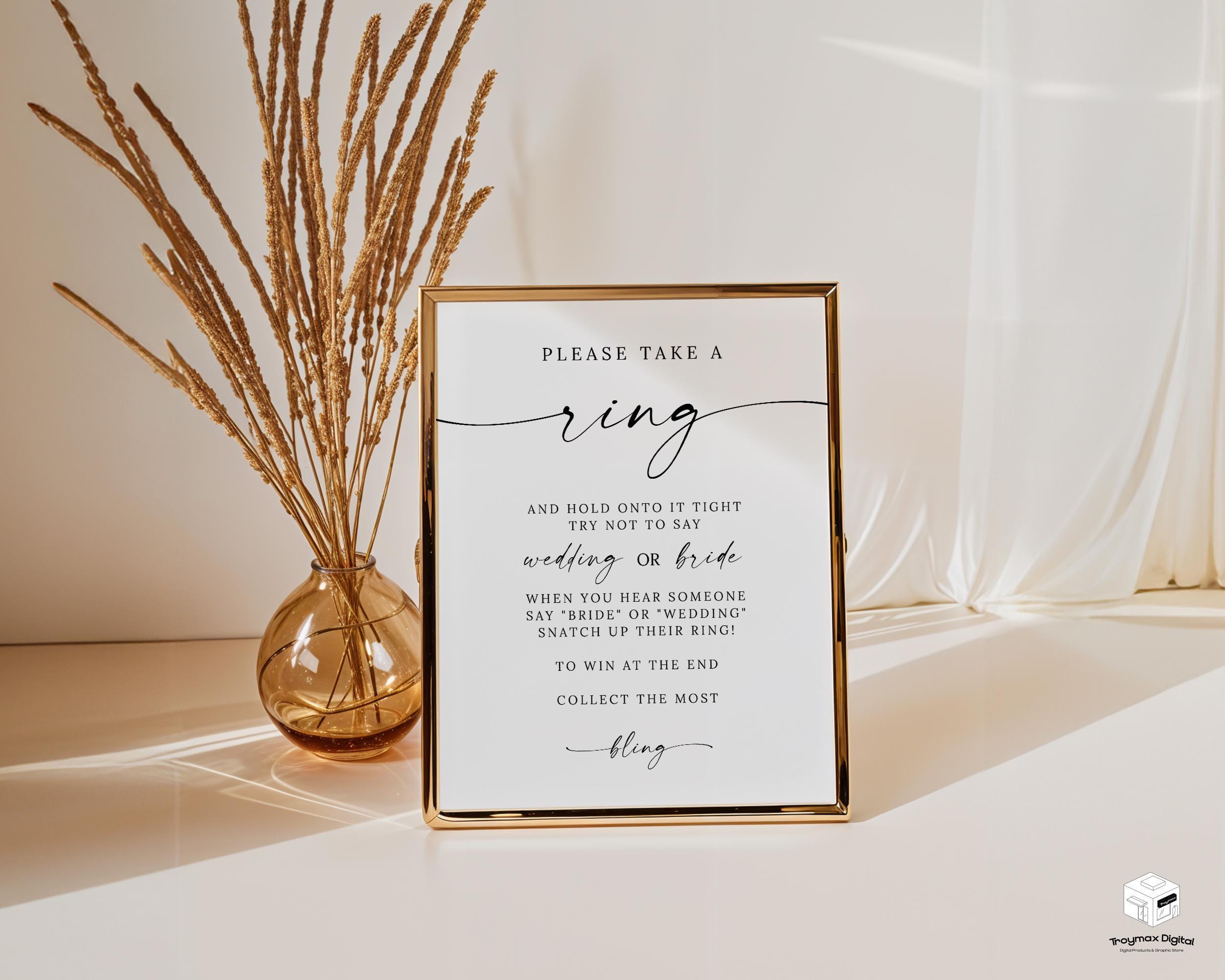 Bridal Shower Ring Game Sign, Minimalist Bridal Shower Party Game Sign ...