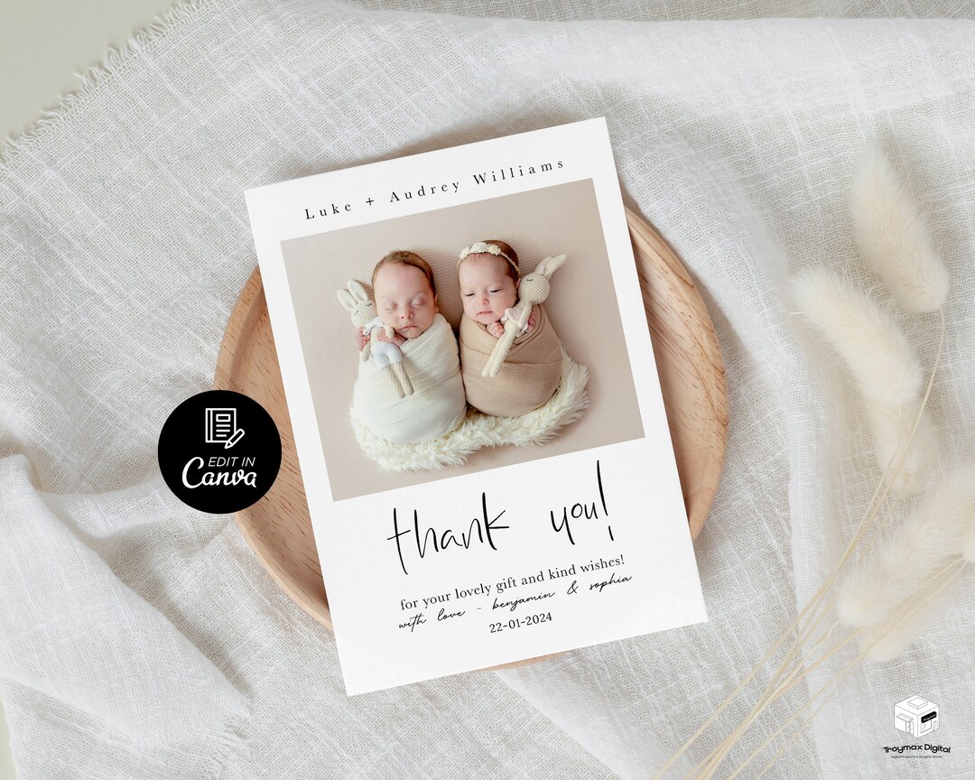 Baby Thank You Card, Newborn Thank You Card, Photo Thank You Card for ...