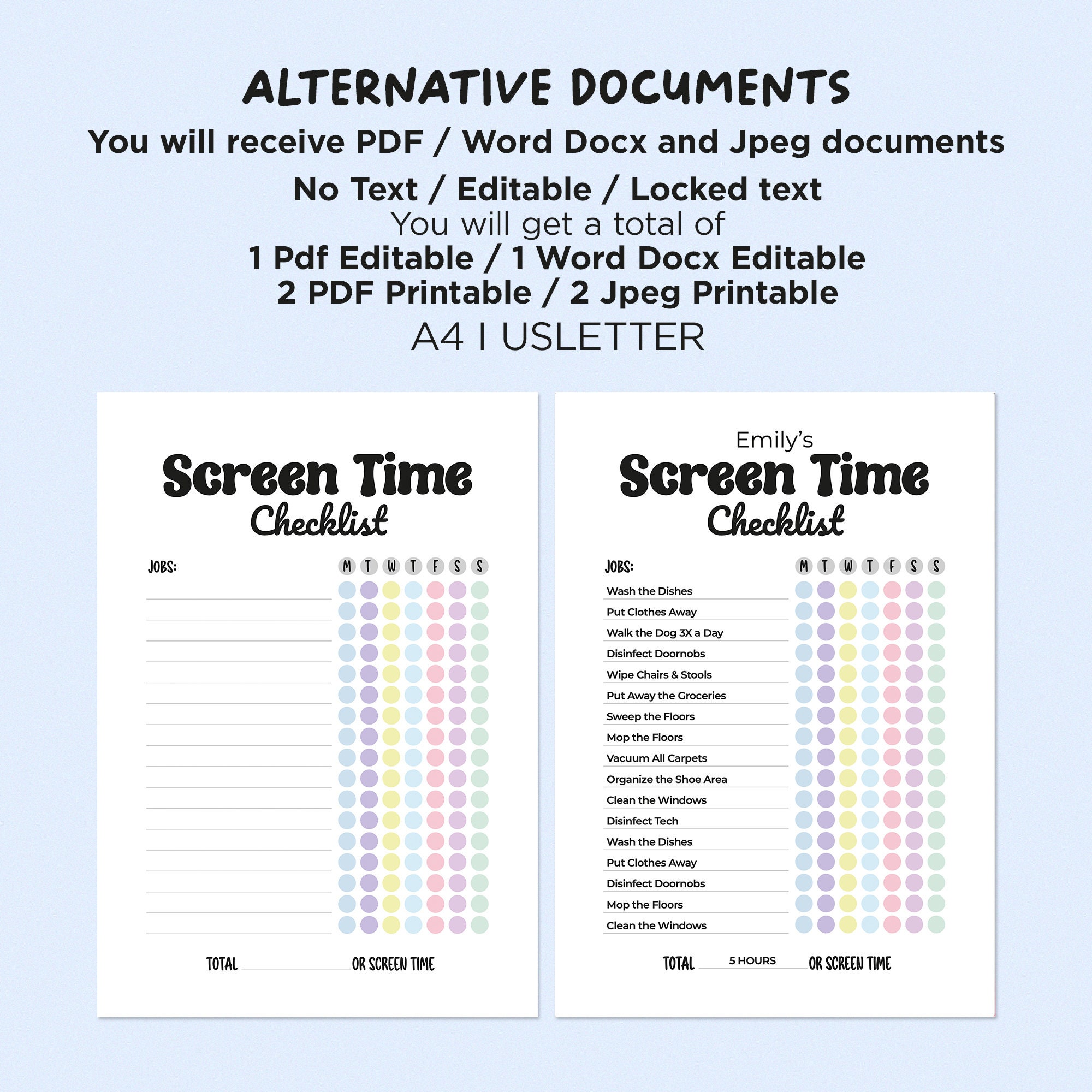 Editable Screen Time Chart Checklist, Daily Screen Time Schedule ...