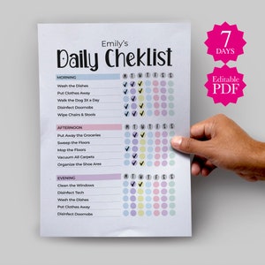 Editable Daily Checklist for Kids, Printable Daily Planner for Kids ...