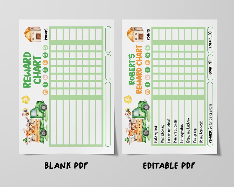 Editable Farm Animals Reward Chart, Printable Chore Chart for Kids ...