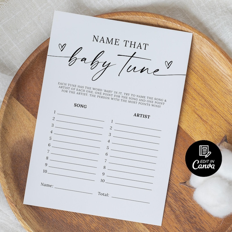 Baby Tune Game Template - Etsy UK