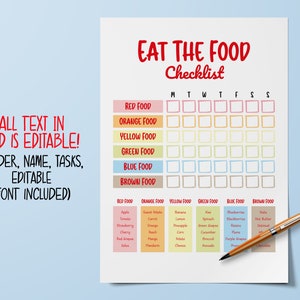 Eat the Rainbow Chart, Healthy Food Tracker, Healthy Eating, Kids ...