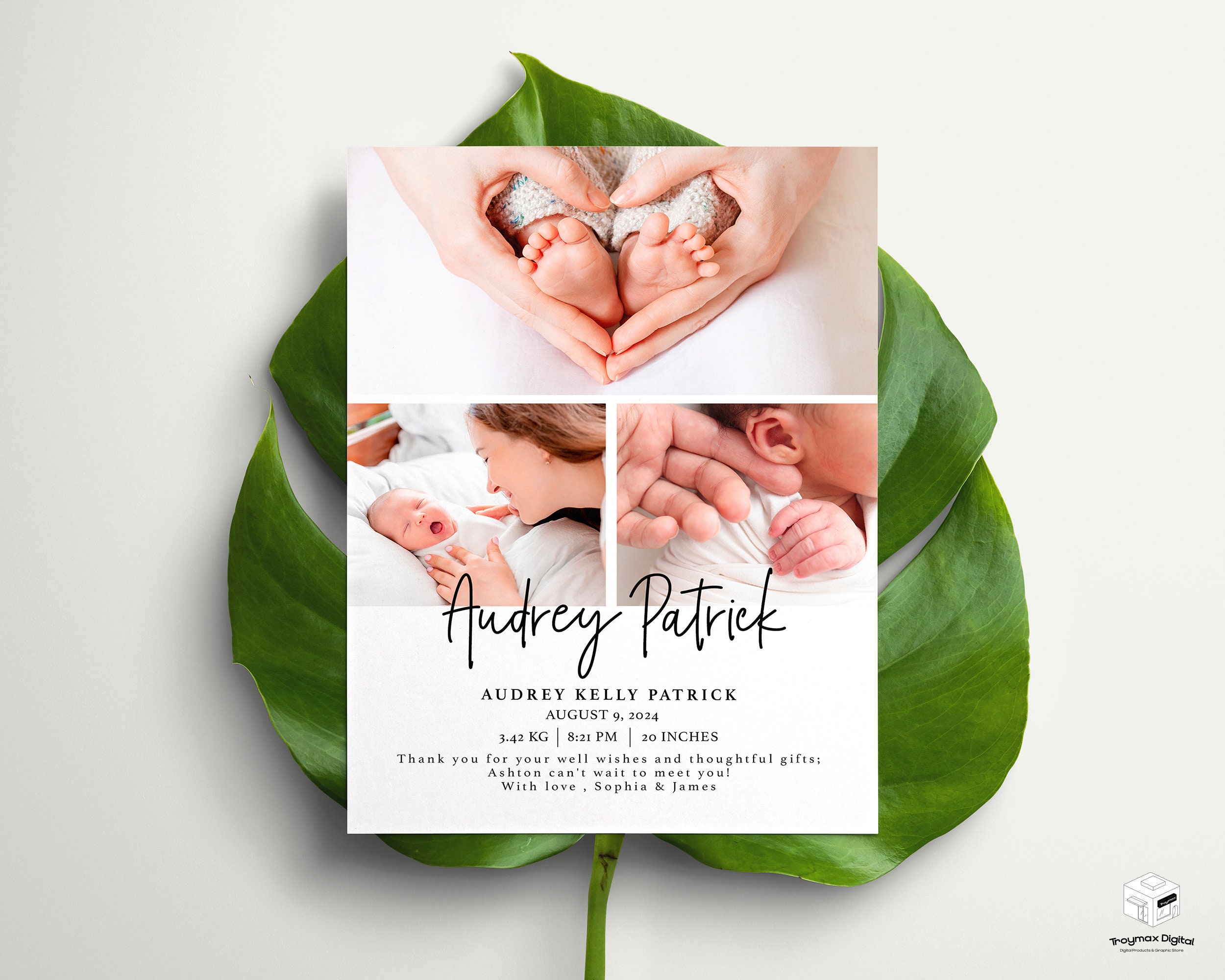 Printable Birth Stats Card, Welcome Newborn Baby Announcement, Hello ...