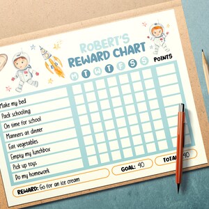 Editable Space Kids Reward Chart, Printable Chore Chart for Kids, Good ...