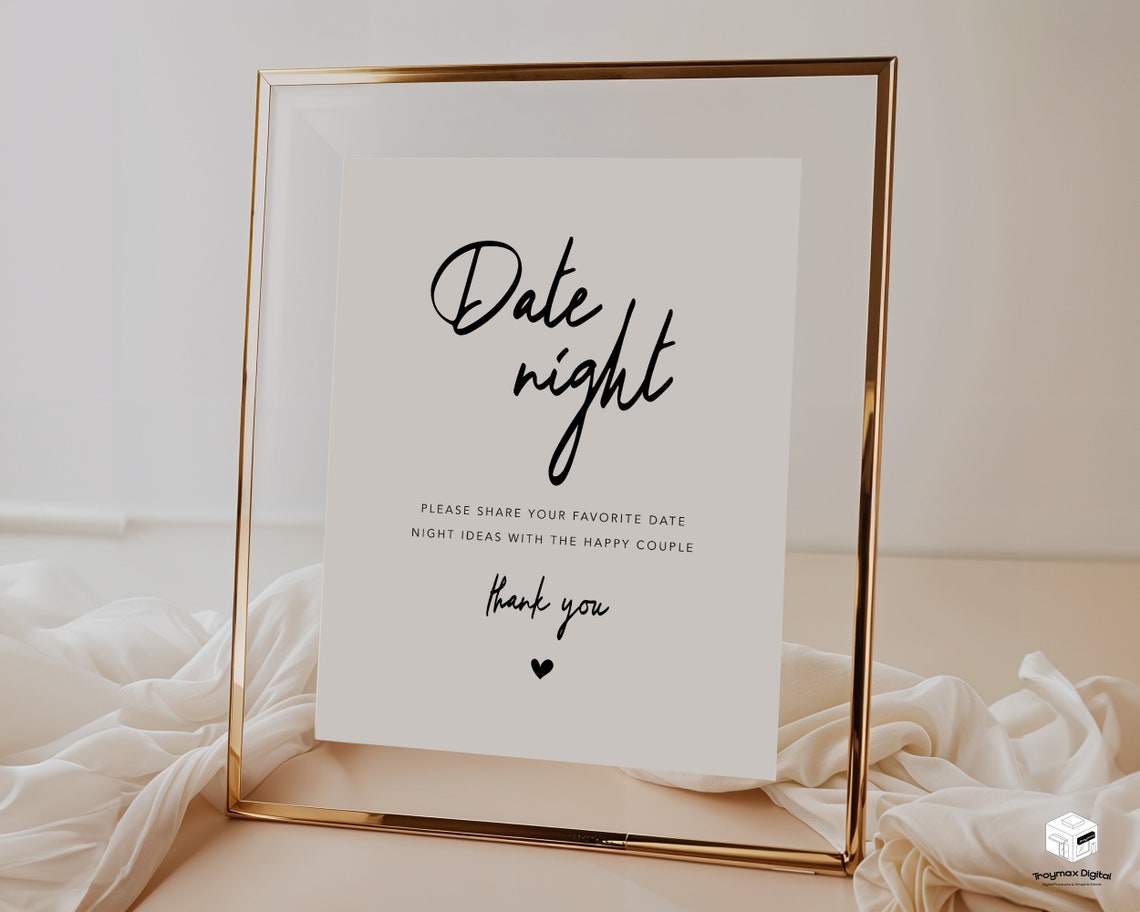 Wedding Date Night Ideas Sign Template, Date Night Ideas Sign, Bridal ...