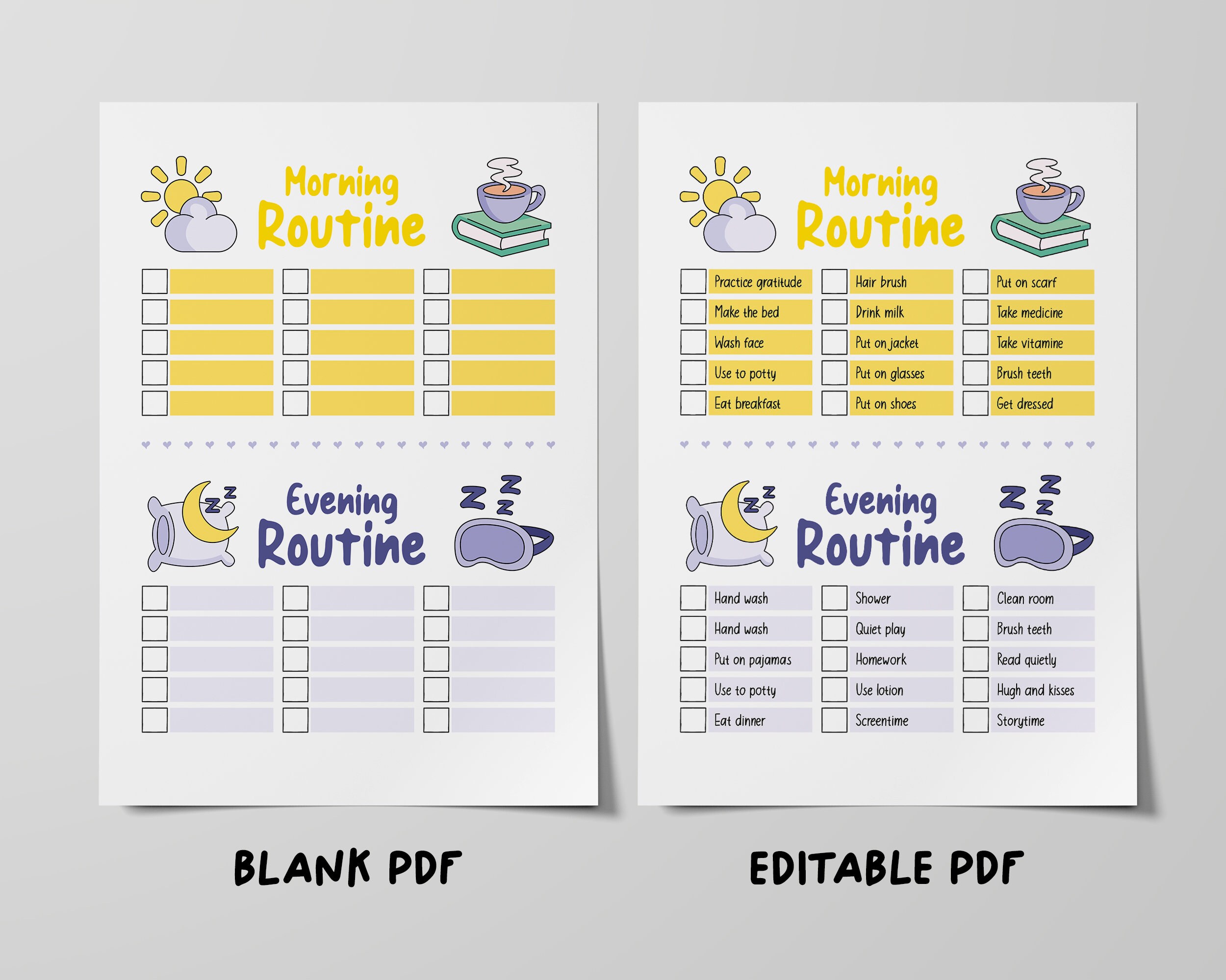 Daily Checklist for Kids, Printable Daily Planner for Kids, Daily ...