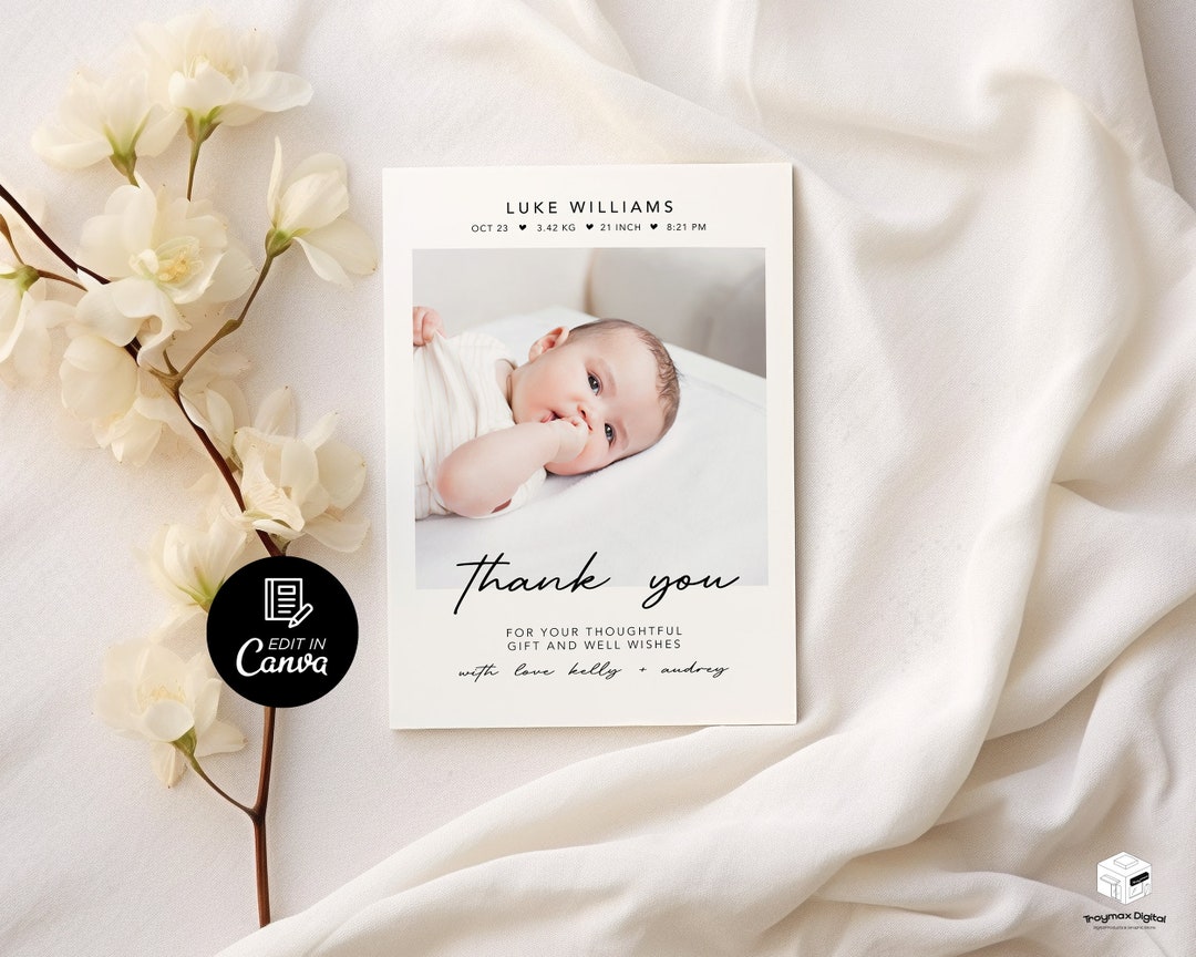 Newborn Thank You Card, Baby Thank You Card, Photo Thank You Card for ...