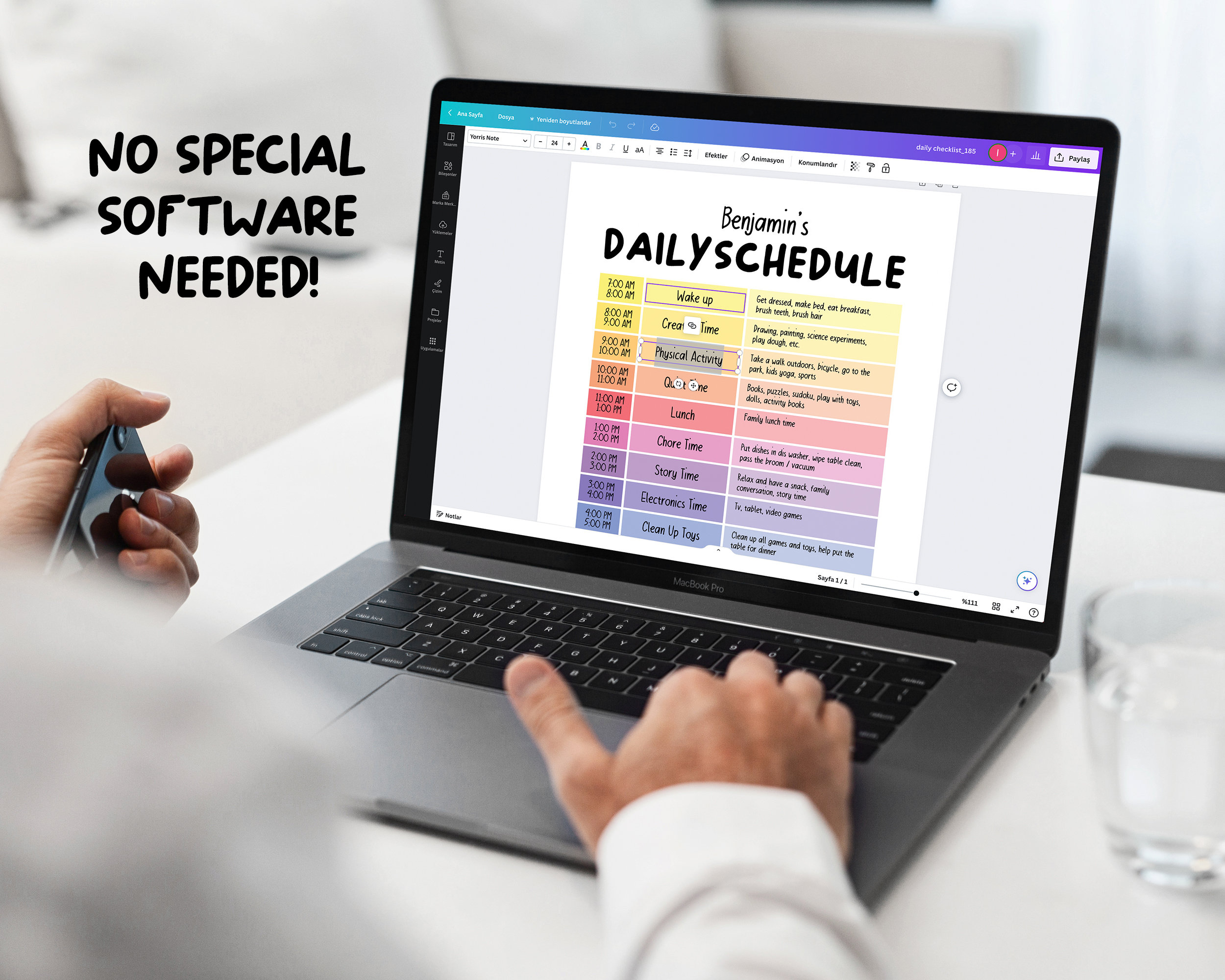 Editable Colorful Daily Schedule for Kids, Printable Daily Planner for ...