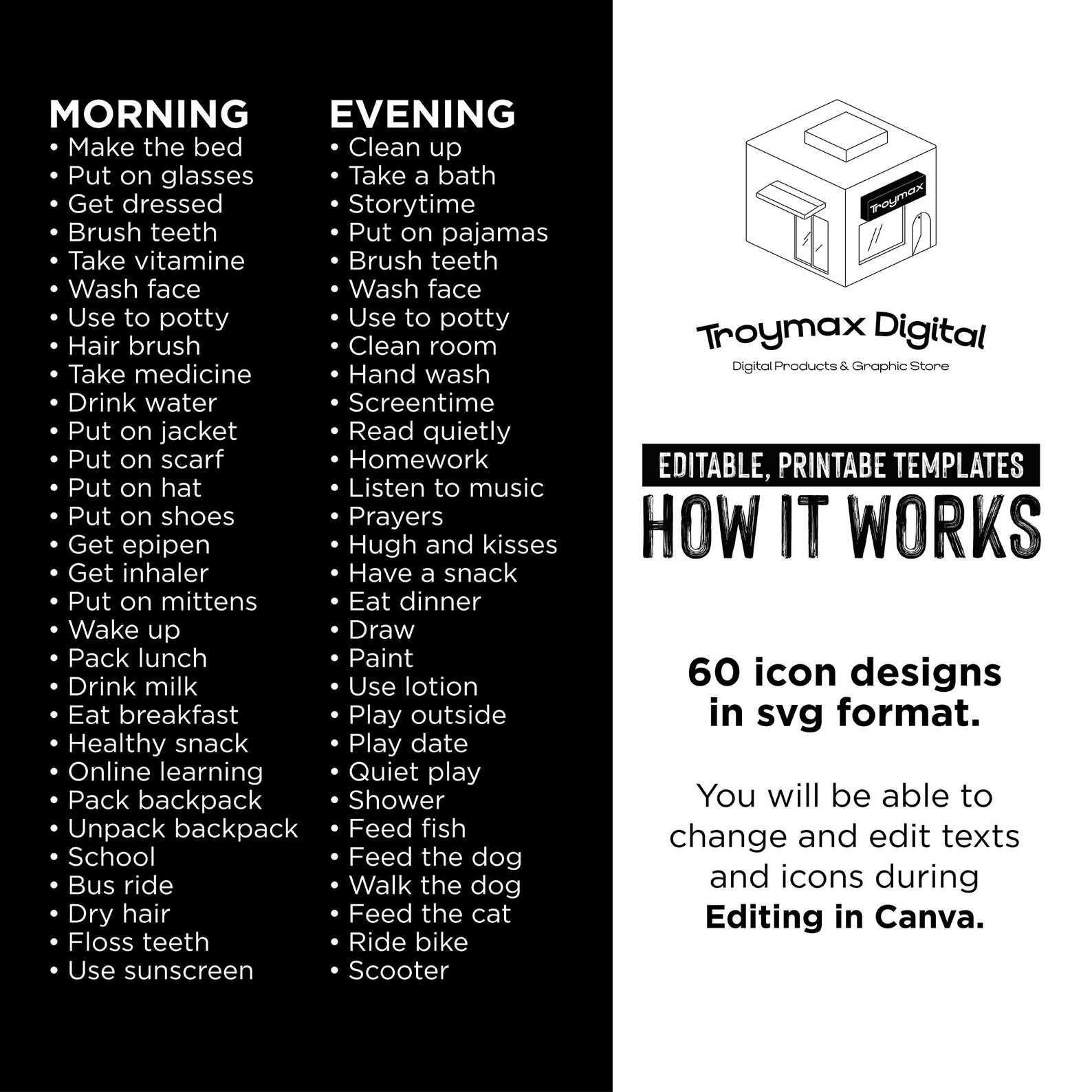 Editable Daily Routine Chart for Kids, Printable Daily Planner for Kids ...