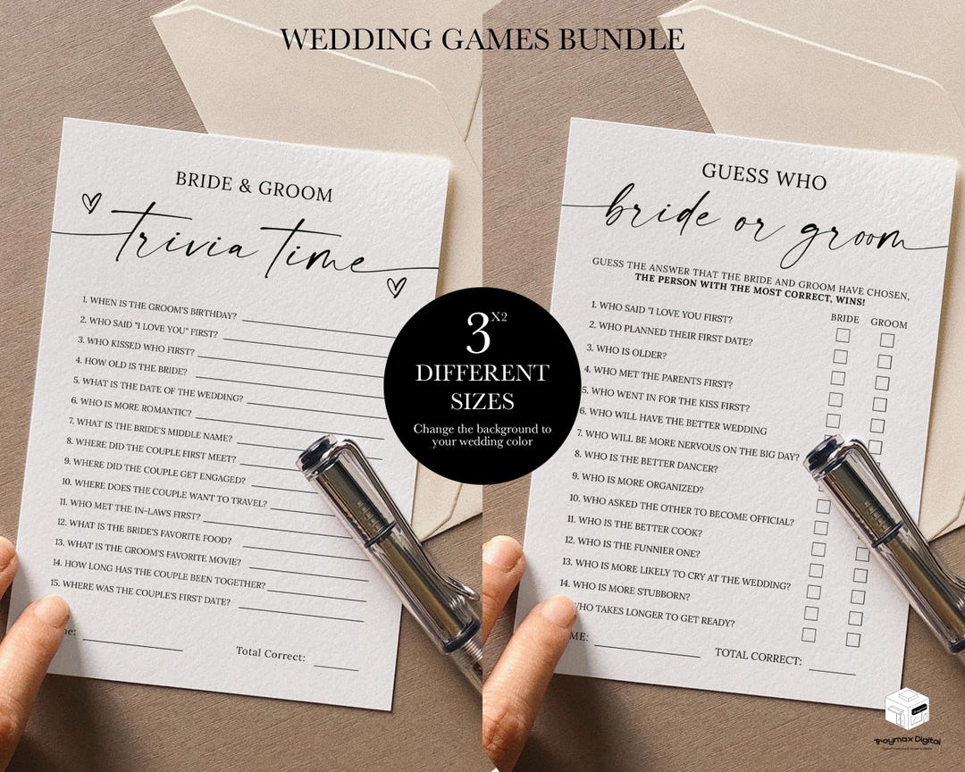Guess Who Bride or Groom Game, Trivia Game for Bride and Groom Wedding ...
