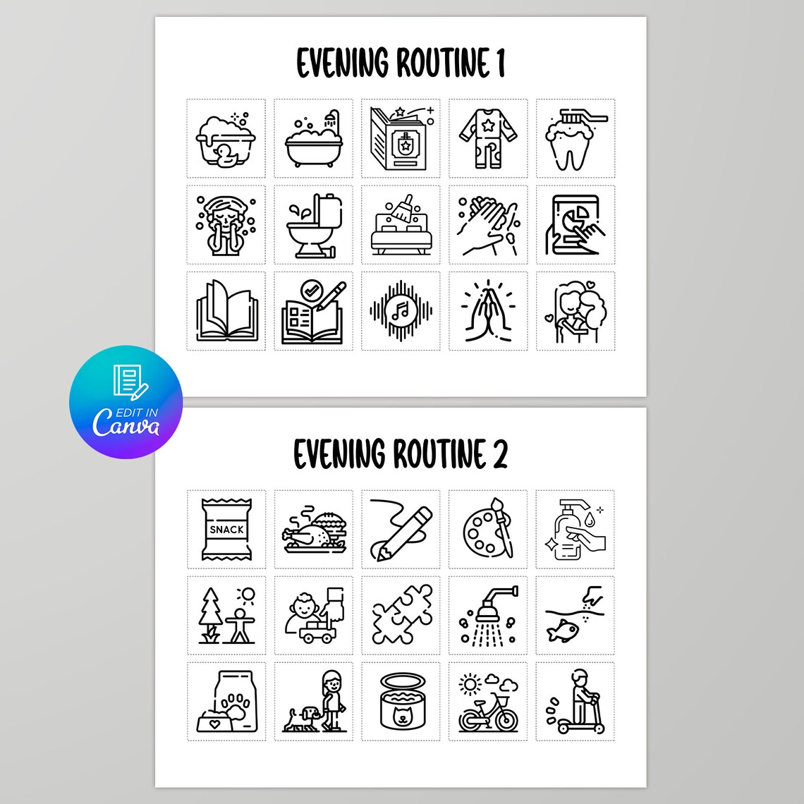 Editable Daily Routine Chart for Kids, Printable Daily Planner for Kids ...