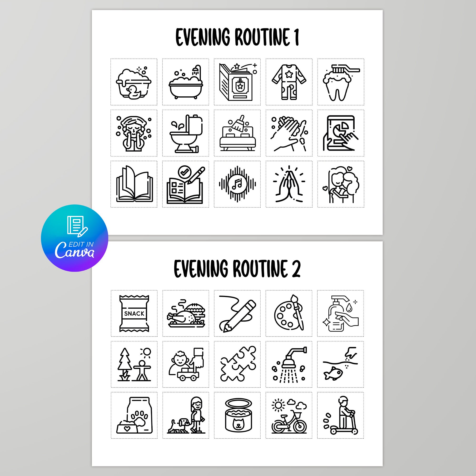 Editable Daily Routine Chart for Kids, Printable Daily Planner for Kids ...