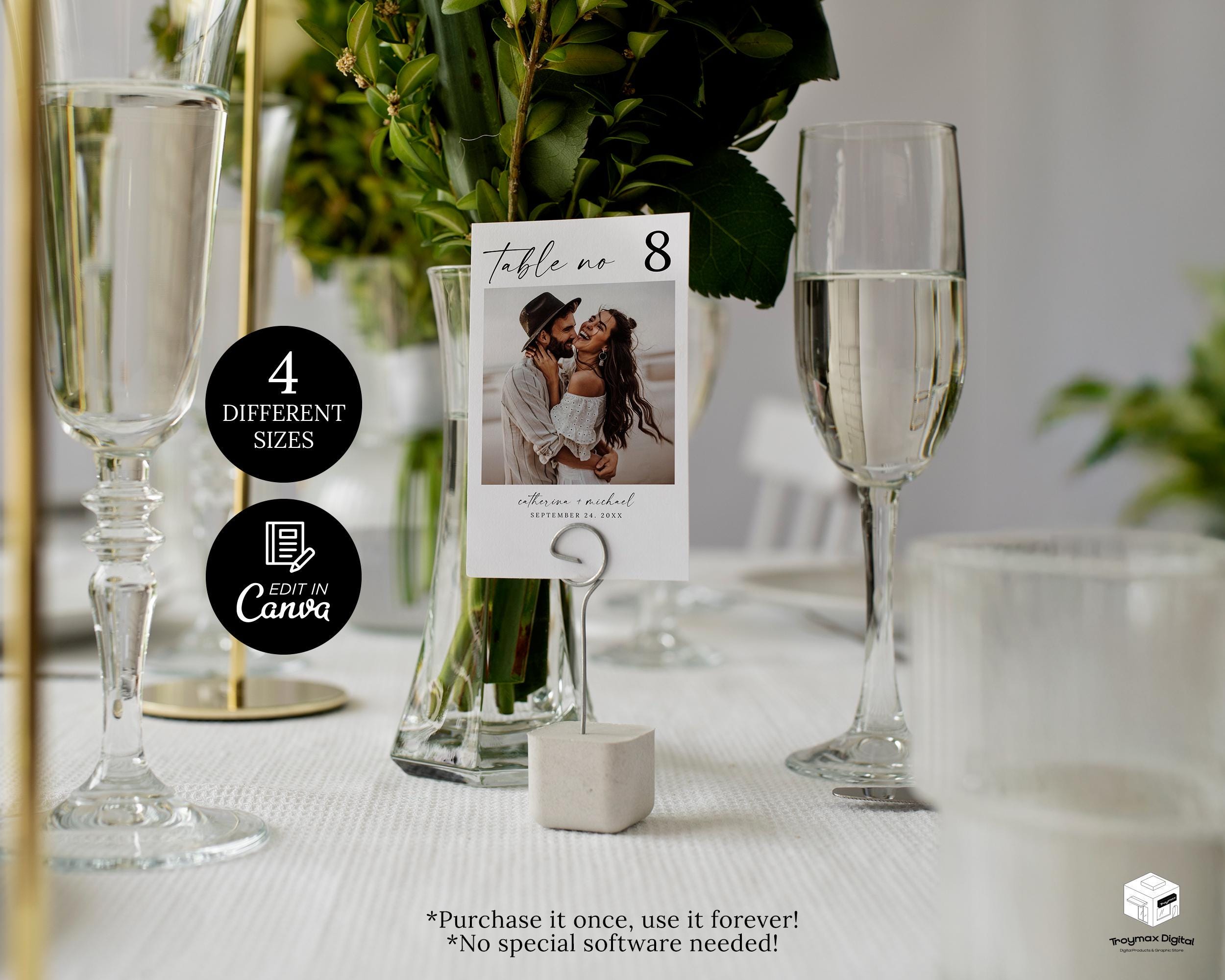 Wedding Table Number Sign Template, Bridal Shower Table Number With ...
