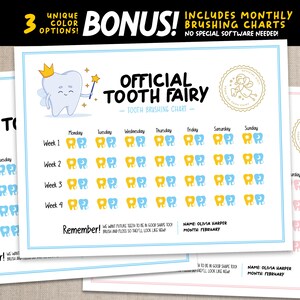 Kids Daily Calendar, Tooth Fairy Receipt Certificate, Monthly Brushing ...
