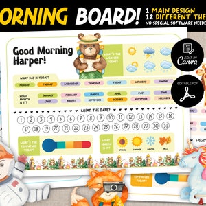 Daily Morning Board Template for Kids, Printable Wipeable Placemat for ...