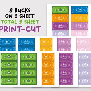 Editable Kids Reward Bucks Chart, Editable Kids Reward Bucks Earn Money ...