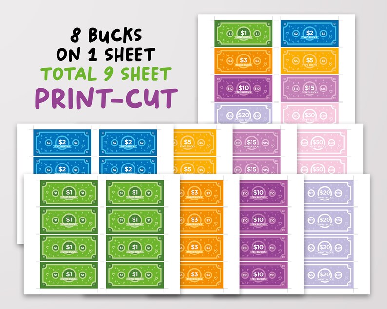 Editable Kids Reward Bucks Chart, Editable Kids Reward Bucks Earn Money ...