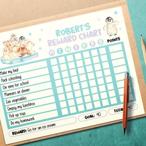 Editable Arctic Animals Reward Chart, Printable Chore Chart for Kids ...